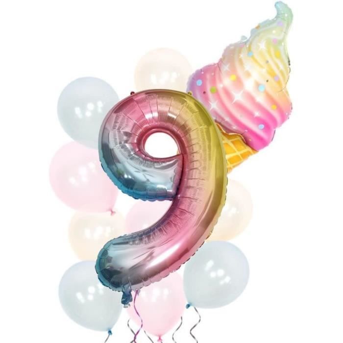 Ensemble De Ballons Mignons - Marque - Numéro 9 Rose Arc-En-Ciel - Anniversaire Enfant - 9 ...