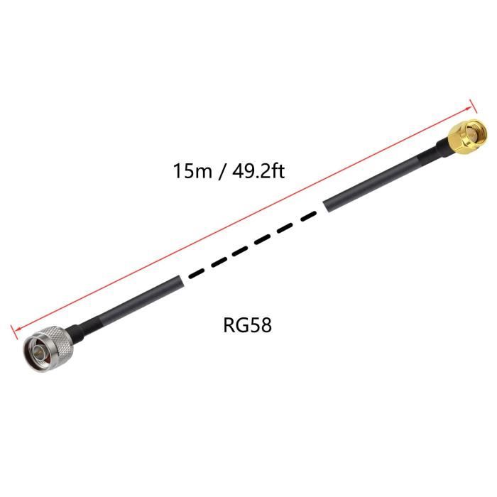 Câble Coaxial N vers SMA 49.2FT/15M + 2 Adaptateurs N SMA - Cdiscount Bricolage