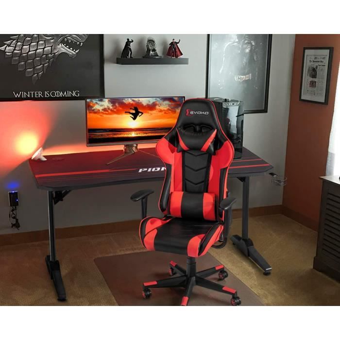 Gaiming Table de gaming 110 cm avec porte-gobelet et porte-casque en ...