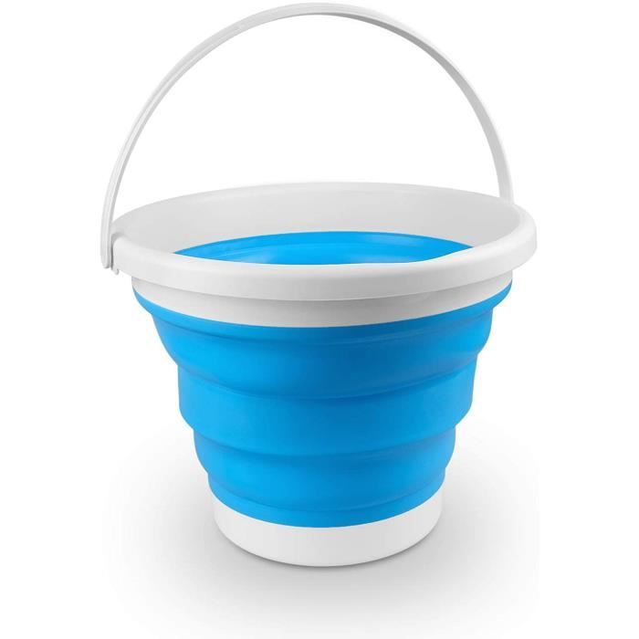 Seau pliable,Seau pliable en plastique 10L,avec poignée, pour cuisine, extérieur, camping ...