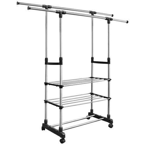 Portant À Vêtement Penderie Double tringles Sur Pieds 3 Étagères Avec ...