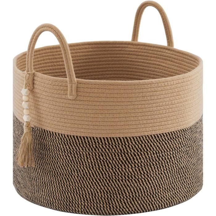 Panier À Linge Tressé - Grand Panier De Rangement - 65 L - Pour Salon ...