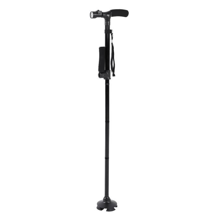 Canne pliable légère et compacte noire tournée à 360 °, bâton de marche ...
