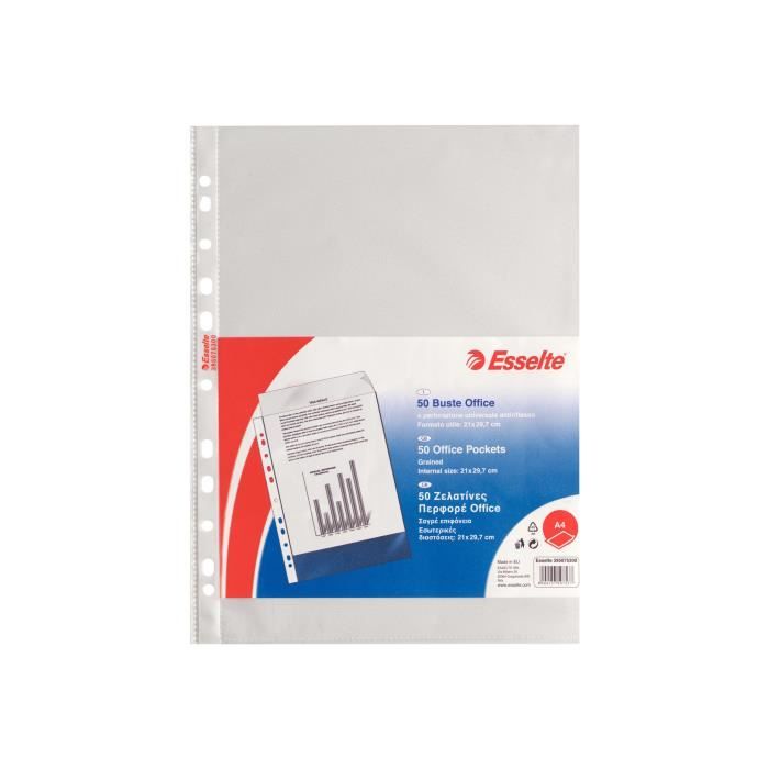Esselte Office Pochette perforée A4 transparent (pack de 50 ...