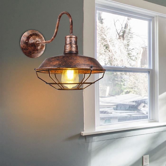 IDEGU Applique Murale Retro en Fer Forge Rouille Lampe Murale ...