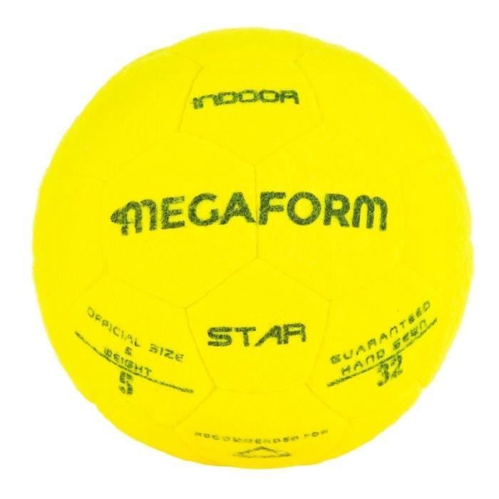 Ballon de football Megaform Star - jaune - Taille 5 - Adulte - Homme - 4 couches polycoton ...