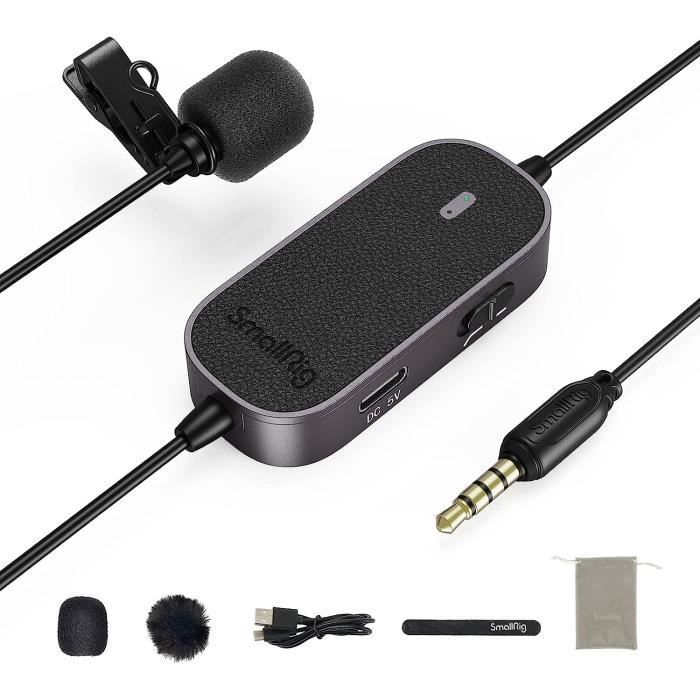 SMALLRIG Lavalier Lapel Mic, Microphone Omnidirectionnel de Qualité ...