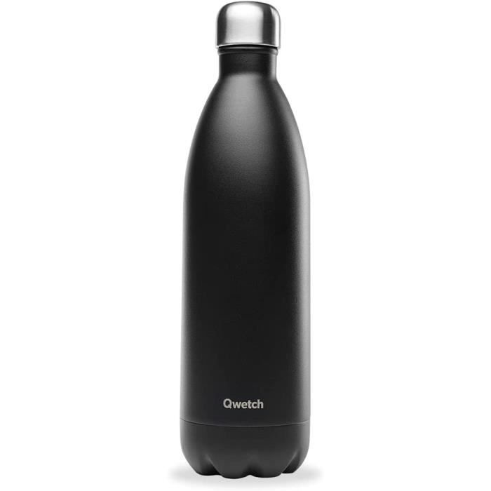 Qwetch - Bouteille Isotherme Matt Noir 1L - Gourde Nomade Inox - 24h ...