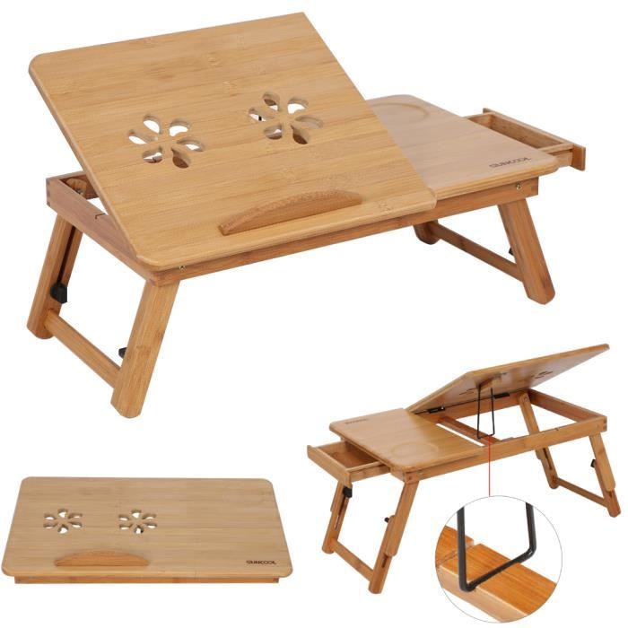 Marqueune Table de lit pliable en bambou pour PC ordinateur portable ...