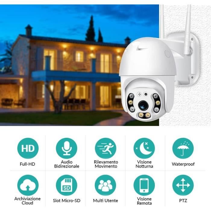 Caméra Wi-Fi PTZ Dôme 1080p 4 LED IR et 4 LED Array Pour Vidéo ...