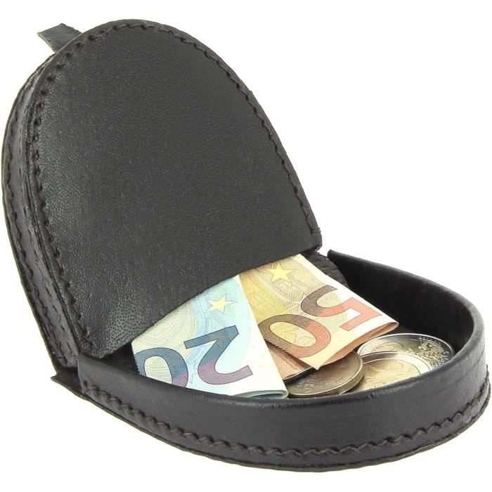 Porte Monnaie Homme En Cuir Petit Format Noir Léger Fin Double Billet ...