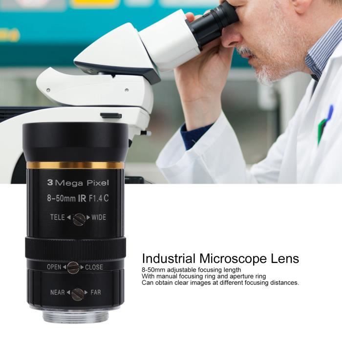 Objectif de microscope industriel KP-850 3MP 8-50 mm 1/2 à monture C ...