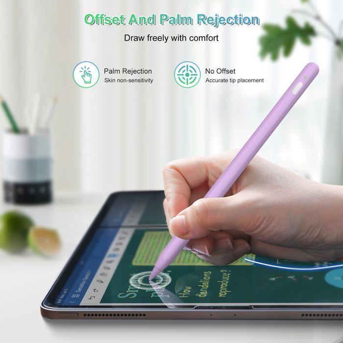 Stylet iPad violet rejet paume inclinaison, magnétique Bluetooth iPad 6 ...