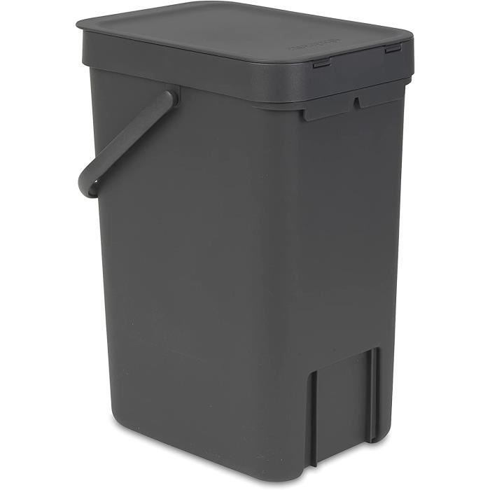 Sort & Go Poubelle Recyclage Cuisine Gris (12L) avec Couvercle et ...
