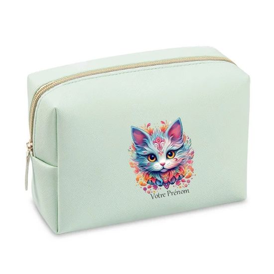 Trousse de toilette vert chat pastel personnalisee vert - Cdiscount ...