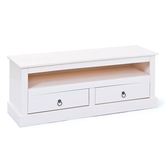 Inter Link Commode TV PROVENCE 3 Blanc Bois massif - Cdiscount Maison