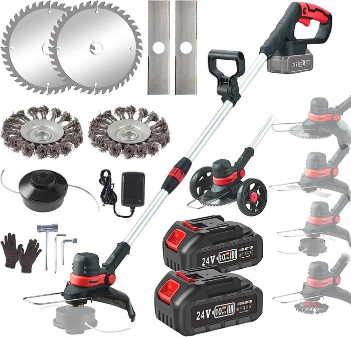 Débroussailleuse sans Fil avec 2 Batteries Et Chargeur Débroussailleuse À Lame Métallique avec ...