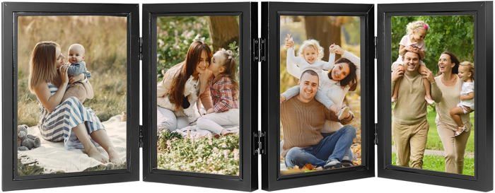 Cadre Photo Multiple 4 Photos Cadre Photo en Bois Pliant à Charnière ...