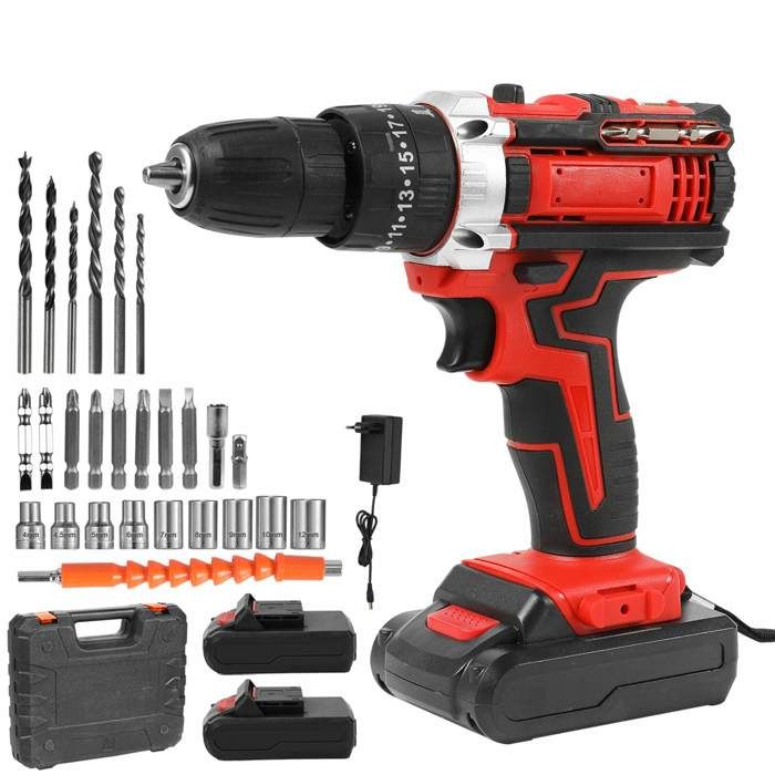 Perceuse Visseuse Sans Fil 21V, Visseuse Devisseuse Sans Fil avec Batteries, 32Nm Perceuse ...