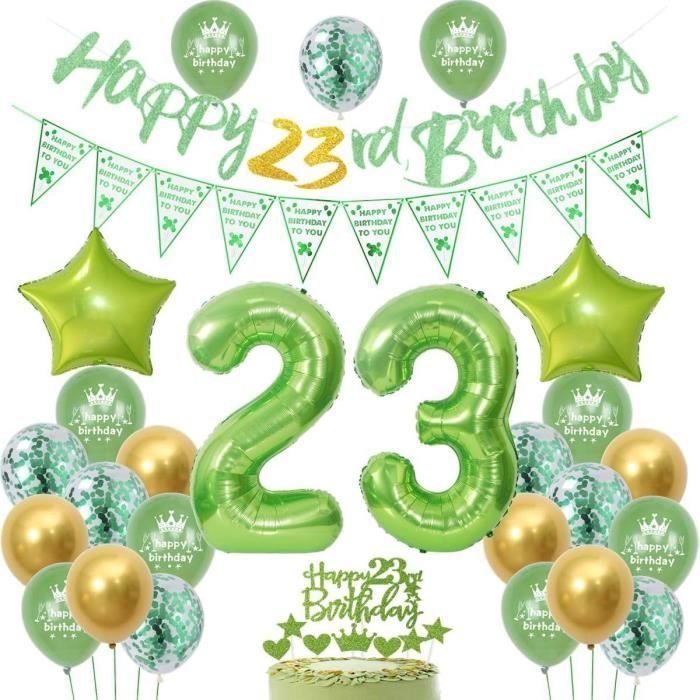 Ballon 23 Ans Anniversaire Homme Femme,Vert 23 Ans Décorations ...