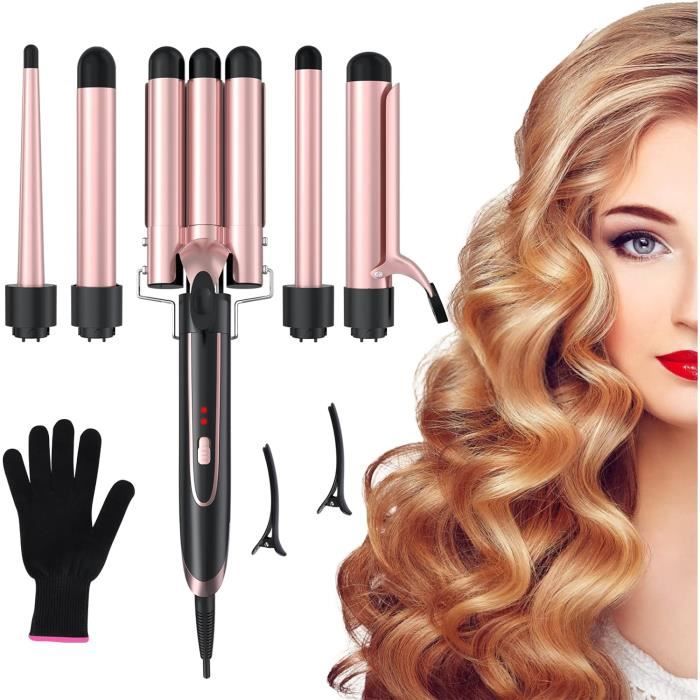 Fer À Boucler, Boucleur Professionnel 5 En 1 Multifonction Interchangeable Avec Gants Kit ...