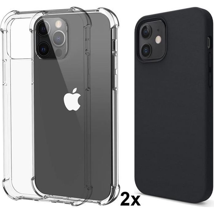 Lot 2x coque IPHONE 12 / 12 PRO Anti-chocs bords renforcés en silicone ...