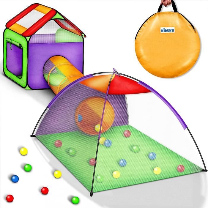 KIDUKU® Tente de Jeu Igloo avec Tunnel + Maison de Jeu + 200 balles ...