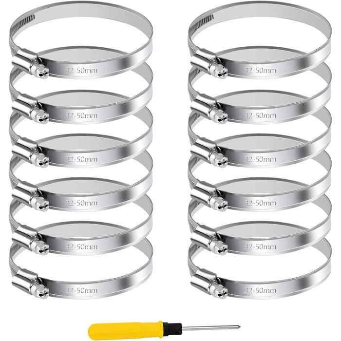 Collier de Serrage Réglables,12 pièces Tuyau Clips,Colliers de Serrage ...