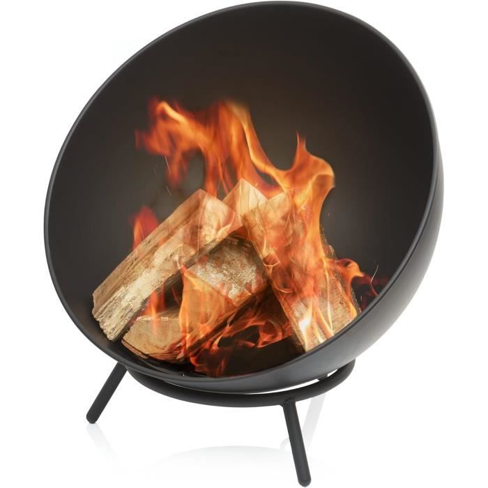 Brasero Ø 60 cm Noir Brasero basculant avec trépied Boule de feu 2 en 1 ...