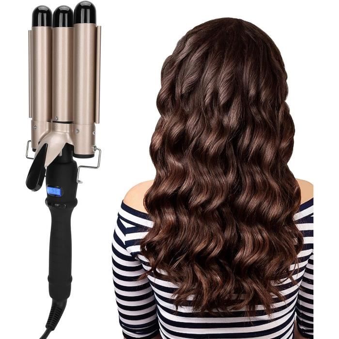Baguette De Fer À Friser À 3 Barils, Bigoudi Électrique En Céramique Pour Cheveux Longs Ou ...