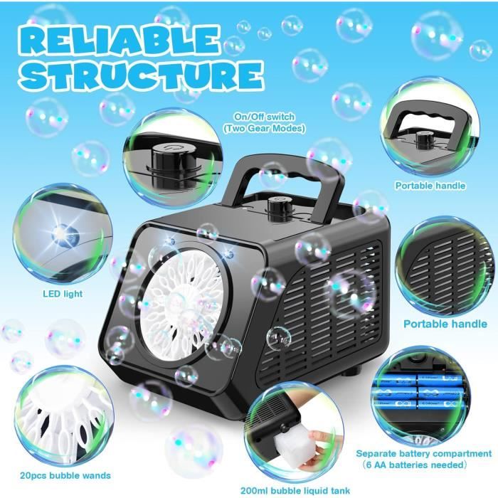 Machine à Bulles, Soufflante à Bulles LED Automatique Portable avec 2 ...
