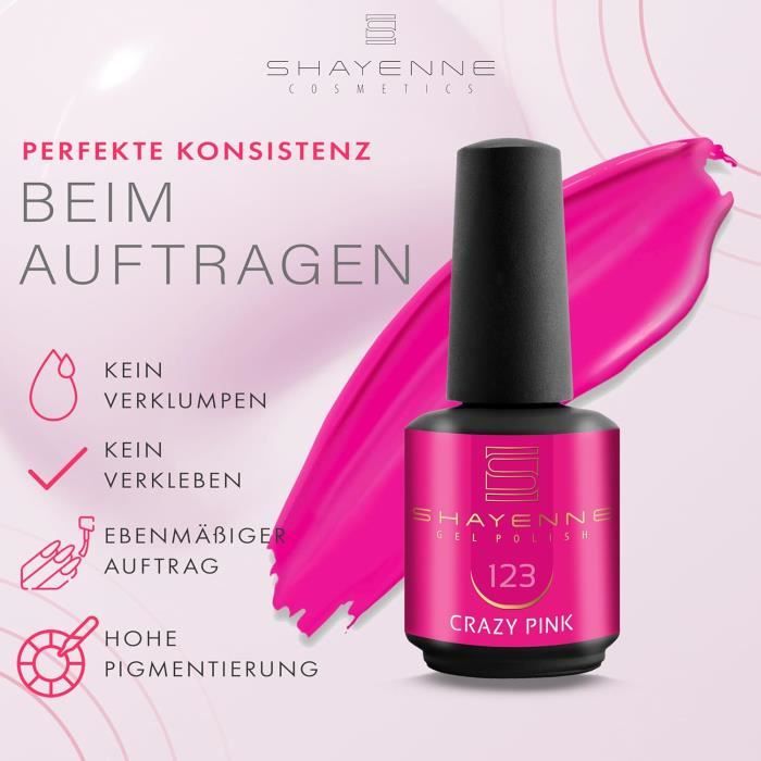 Vernis à ongles en gel Shellac 15 ml pour lampe UV LED | 123 Crazy Pink ...