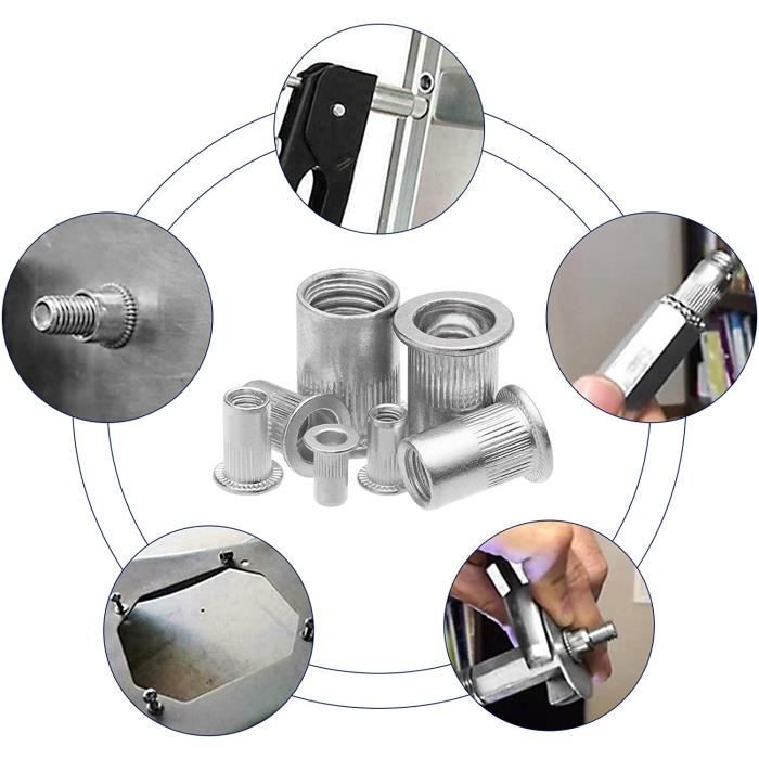 145pcs Écrous Aveugles Écrou de Rivet en aluminium Insert Fileté Écrou ...