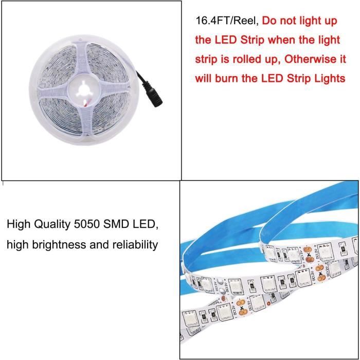 24V Ruban À Led Rouge 620-625Nm, 5 Mètres Flexible 300 Leds 5050 Smd ...