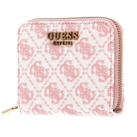 GUESS Izzy Small Zip Around Wallet Salmon Logo [225268] - porte-monnaie ...