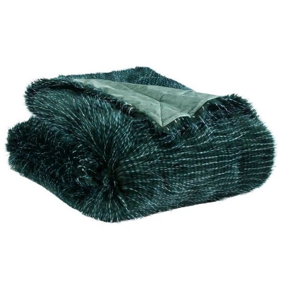 Plaid fausse fourrure Yeti Vert 130 x 150 cm - Cdiscount Maison