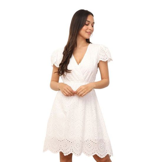 Robe patineuse en broderie anglaise - Marque - Modèle - Blanc - Adulte ...