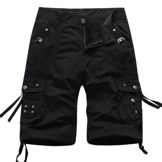 Short Homme 100% Coton Multi-poche Cargo Shorts Homme Été Casual ...
