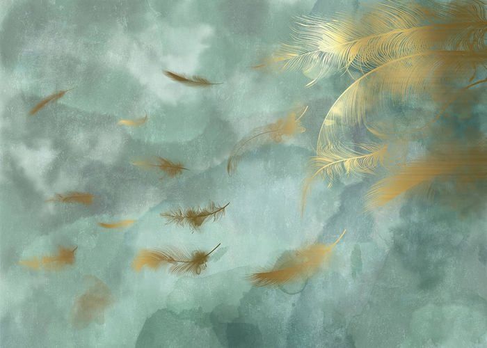 Papier Peint Panoramique Plumes 400x280 cm - Décoration murale moderne – Tapisserie décorative ...