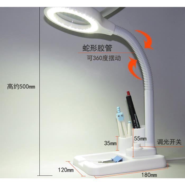 Akozon Lampe loupe Lampe de table en verre grossissant avec loupe 5X ...