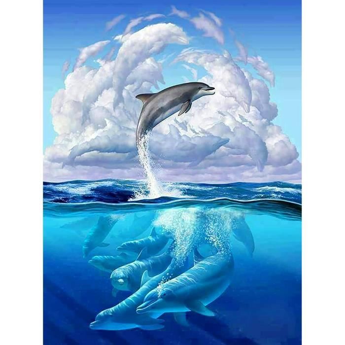 5D Diamond Painting Complet Dauphin, Dauphin NuageDiamant Peinture Kits ...
