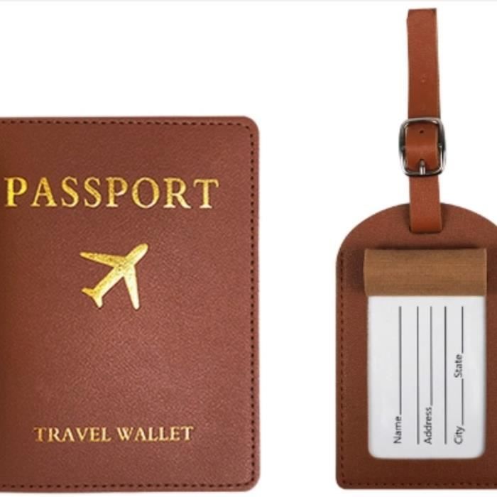 Kaki - Étiquette de bagage portable en cuir PU, Identification de ...