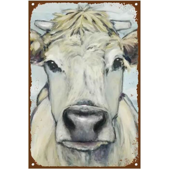 Poster Métallique Affiche,Vache des Animaux de la Ferme,Peinture Art ...