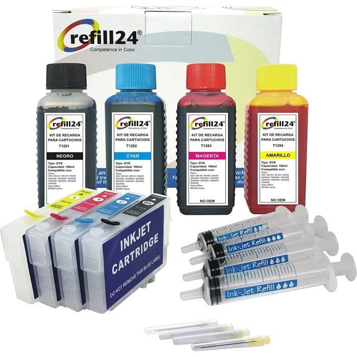 Kit de Recharge pour Cartouches d'encre Compatible avec T1281-T1284 ...