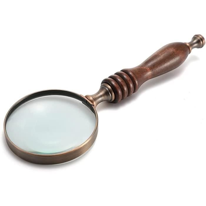 Loupe à Main de 72 mm,grossissement 10X,Manche en Bois,Pas de ...