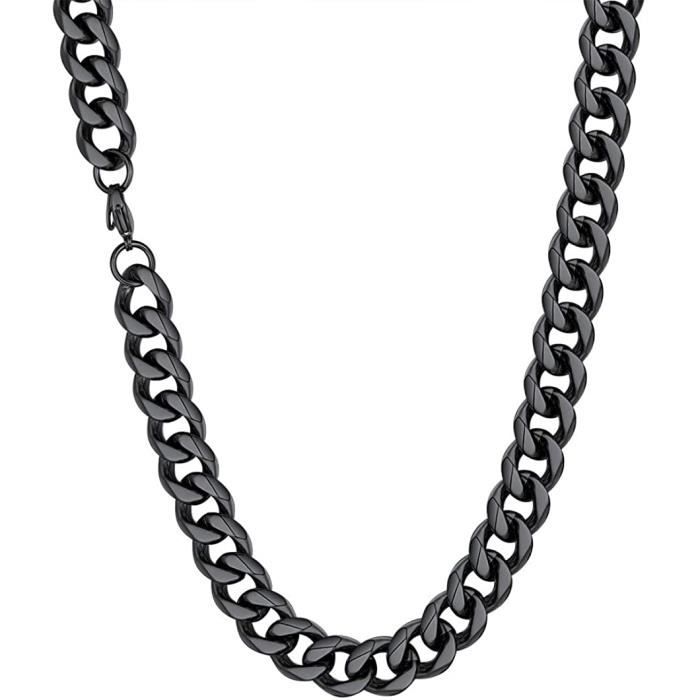 Chaîne Cubaine Homme Femme-Chaînes Maille Gourmette 12mm-noir,Bijoux ...