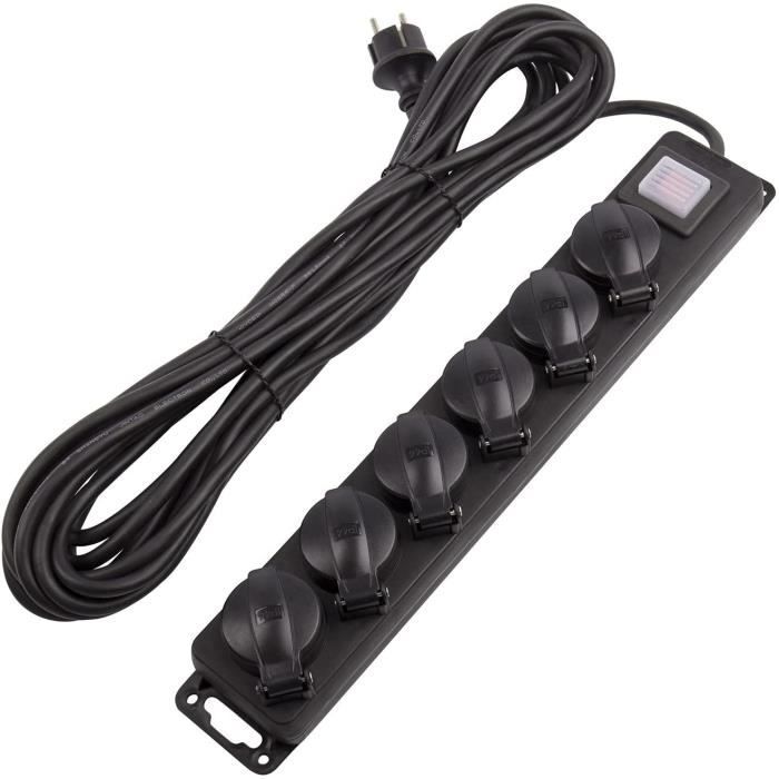 Bloc Multiprise 6 Prises Type F Schuko EU IP44 10m Noir A485 ...