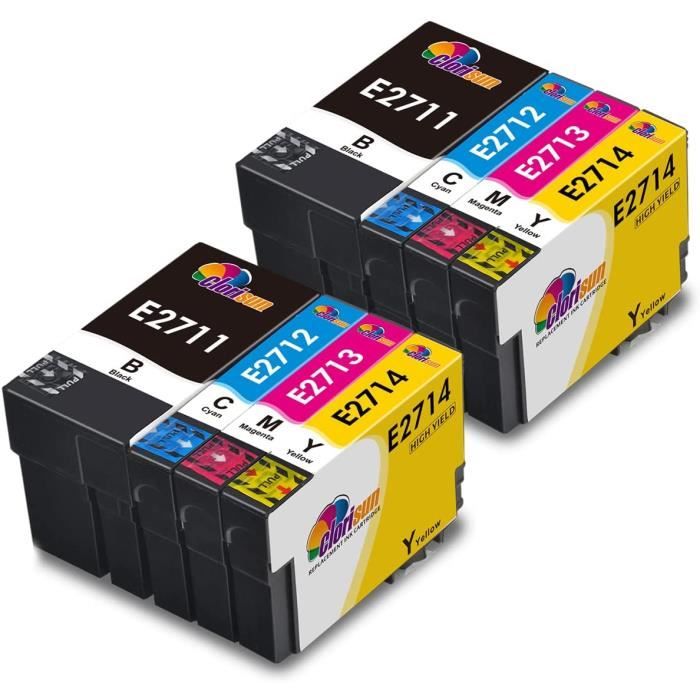 27XL Cartouche Encre pour Epson 27XL Multipack 27XL Cyan Magenta Noir Jaune pour Epson WF 7620 ...