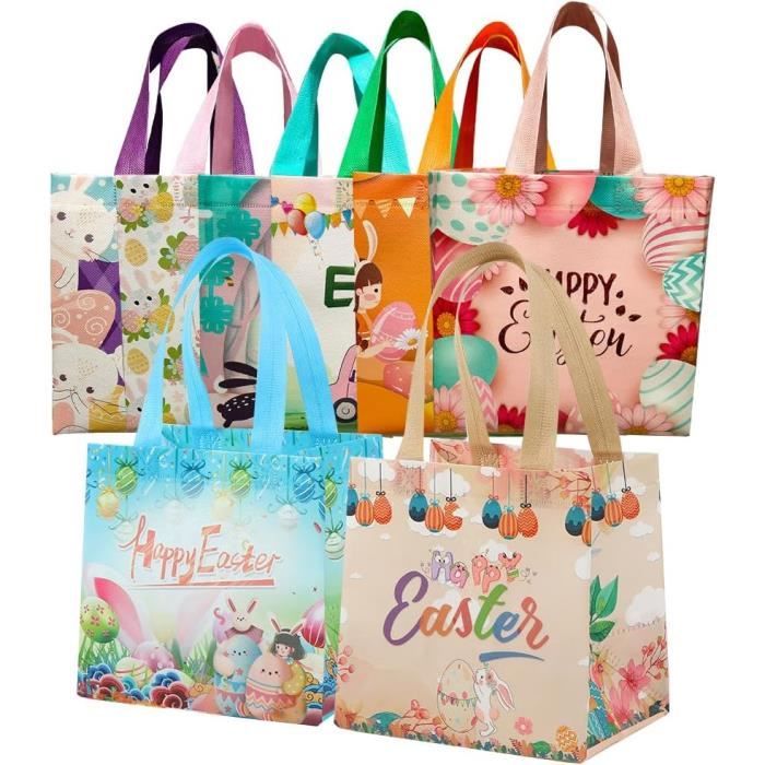 Lot De 8 Sacs De Chasse Aux Œufs De Pâques Avec Poignées, Lapin ...