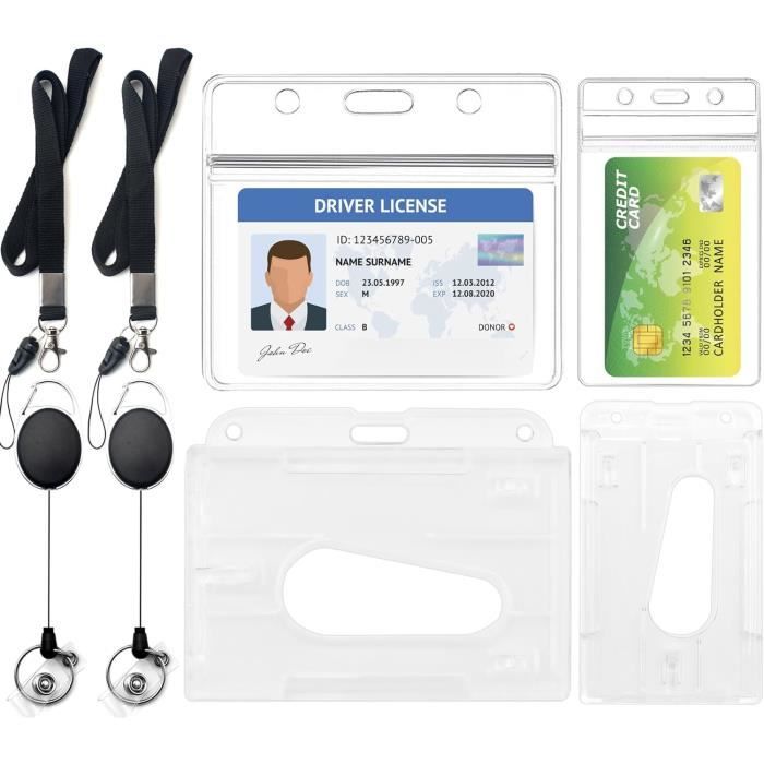 8 Porte Badge Rétractable Avec Lanière, Porte-Badges En Plastique ...